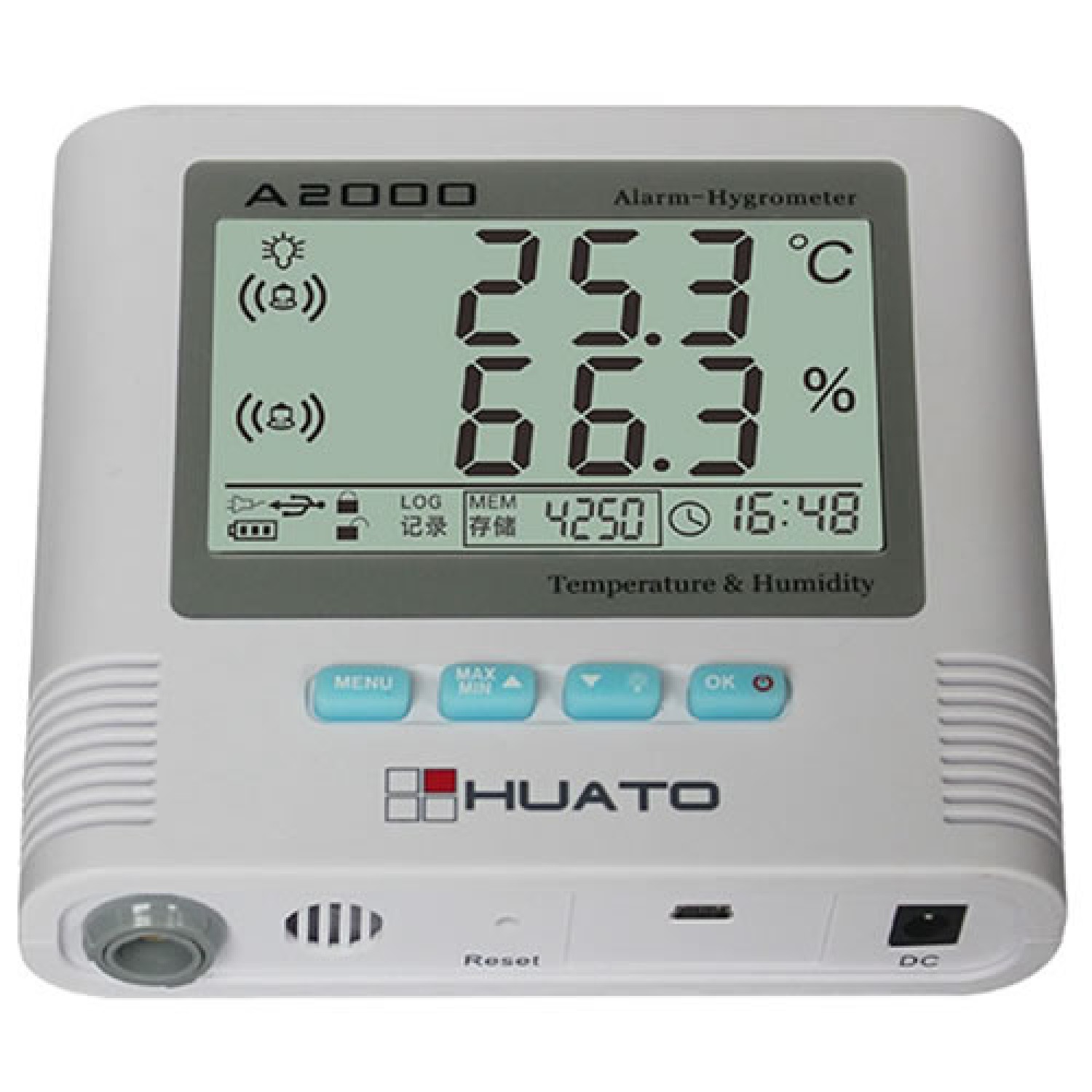 HUATO A2000 Series [A2000-TH] Sound & Light Alarm Hygro-thermometer ...